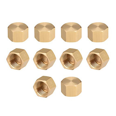 uxcell G14 Pipe Fitting Cap Brass Hex Female Thread Hose Connector for ...