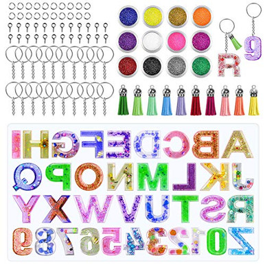 Alphabet Keychain Mold Backward, Selizo Resin Molds Kit Includes Letter ...