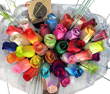 The Original Wooden Rose Assorted Colors Wooden Rose Closed Bud ...