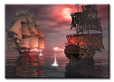 Paintings for Living Room Pirate Ship shells blasted off the water Huge ...