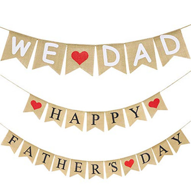 2 Pieces Fathers Day Banner Happy Fathers Day We Love Dad Banner Burlap ...