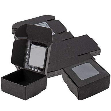 BENECREAT 30 Packs 2.5x2.5x1.2 Inches Square Black Kraft Paper Boxes ...