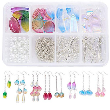 SUNNYCLUE 1 Box DIY 8 Pairs Glass Lotus Petal Flower Leaf Earring ...