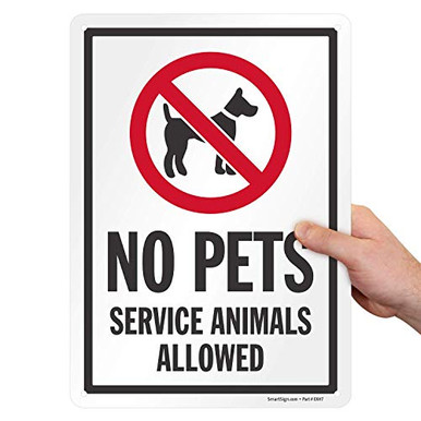 SmartSign No Pets, Service Animals Allowed Sign | 10" x 14" Aluminum ...