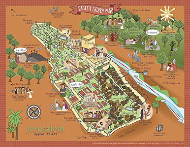 Easter Story Map Poster- Jerusalem Map - Events of Jesus' Last Week 17 ...