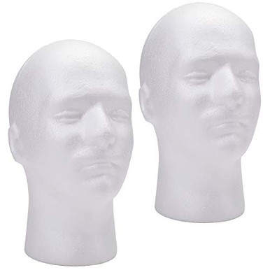 Foraineam 2 Pack Male Styrofoam Head 11 Inch Man Mannequin Manikin Foam ...