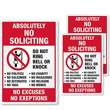 SmartSign Absolutely No Soliciting Stickers, No Excuses No Exceptions ...