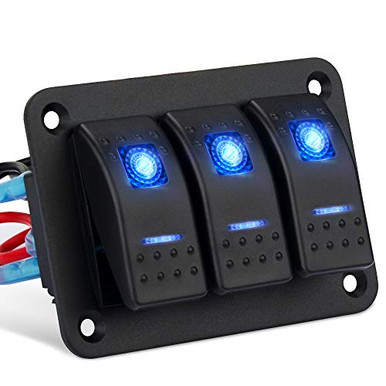 Rocker Switch Panel 3 Gang 5 Pin 1224V Aluminum Panel Toggle Switches ...