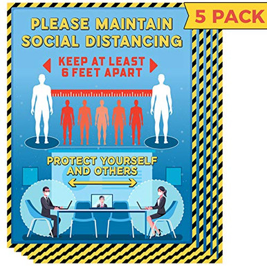 Social Distancing Sign Decal Poster for Offices 85x11 Laminated Vinyl ...