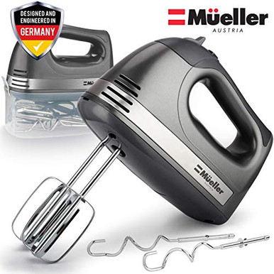 Mueller Electric Hand Mixer 5 Speed 250W Turbo with SnapOn Storage Case ...