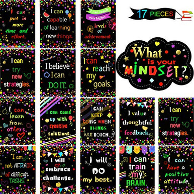 17 Pieces Mindset Posters Motivational Posters Bulletin Board Display ...