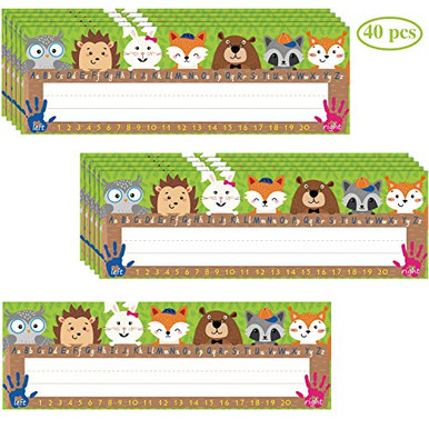40 Pieces Woodland Friends Name Plate, Traditional Manuscript Flat Left ...