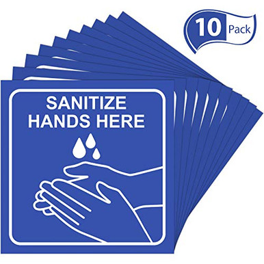 10 Pieces Sanitize Hands Here Signs Stickers Use Hand Signs 6 x 6 Inch ...