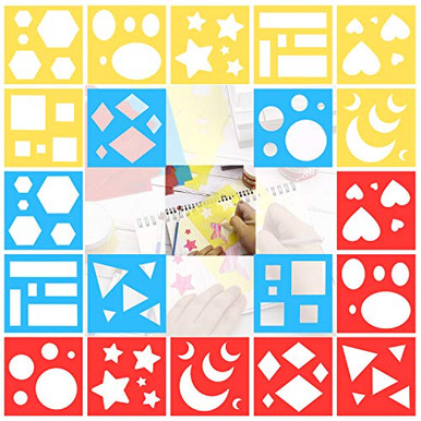 20 Pieces Geometric Shapes Stencils Set Colorful Drawing Templates ...