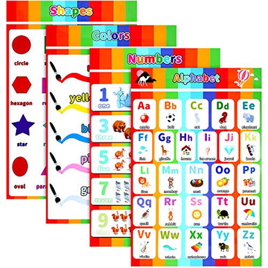 4 Pieces Toddler Educational Preschool Posters, Alphabet Poster Chart ...