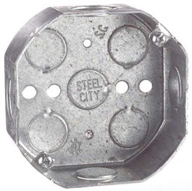 Steel City 54151-1/2&3/4 Outlet Box, Octagon, Drawn Construction, 4 ...
