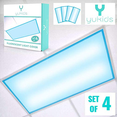 YUKIDS Fluorescent Light Covers - Calm Blue Filter Set of 4 - for ...