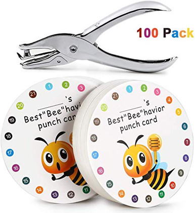ONEDONE Reward Punch Cards 3.9" Round Behavior Reward Cards Hole Punch ...