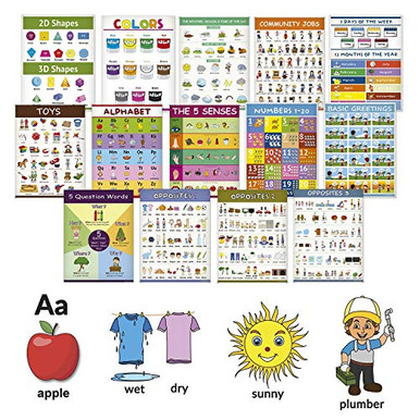14 Educational Classroom Posters for Toddlers ABC Alphabet Numbers ...