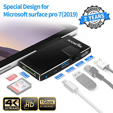 Surface Pro 7 Hub Docking Station Rocketek 6in1 Hub Expansion with TFSD ...