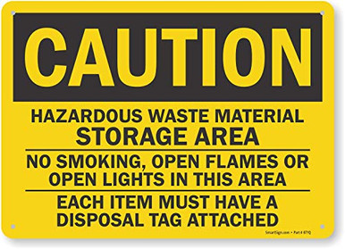 SmartSign Caution Hazardous Waste Material Storage Area Sign 10 x 14 ...