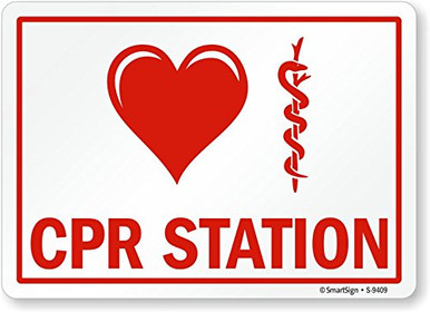 SmartSign CPR Station Sign 10 x 14 Plastic - Warehousesoverstock