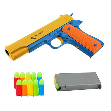 Teanfa Classic Colt 1911 Toy Gun with Soft Bullets Ejecting Magazine ...