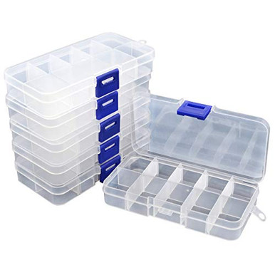 TOPINSTOCK Plastic Compartment Storage Box with Adjustable Divider ...