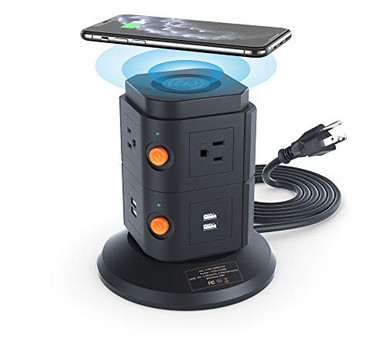 Power Strip Tower - Multi Outlets Surge Protector Wireless Charging ...