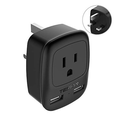 UK Ireland Hong Kong Power Adapter TESSAN UK Travel Plug Adapter with 2 ...