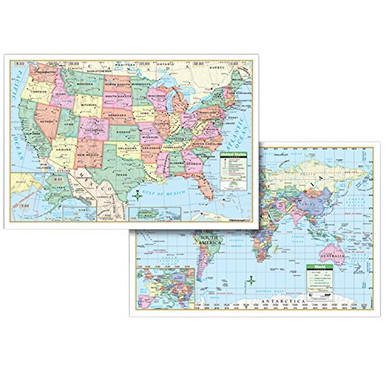 KAPPA Map UNI2517627-A1 Laminated U.S. & World Combo Wall Map ...