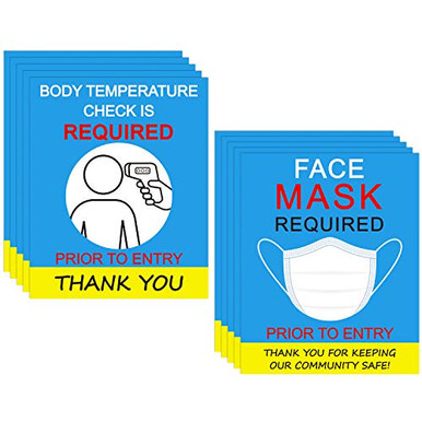 Wisdompro 5 Pack Face Mask Required Sign and 5 Pack Body Temperature ...
