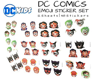 Set of 48 DC Comics Emojis Stickers - On 12 Sticker Sheets ...