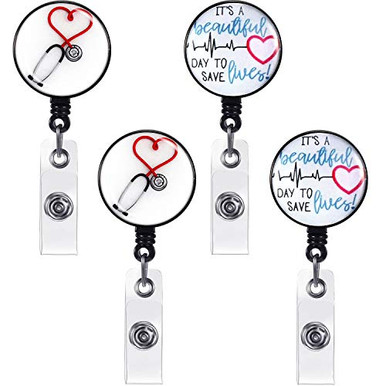 6 Pieces Nurse Badge Holder Reel, Retractable Badge Reels with ...