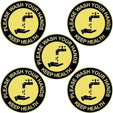 5 Pieces Wash Your Hands Sign Self-Adhesive Hand-Washing Sticker ...