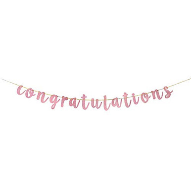Talorine Pink Glitter Congratulations Banner for Happy Wedding ...