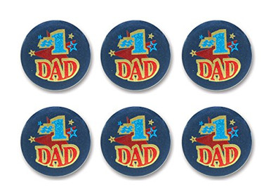 Beistle BN007 No.1 Dad Satin Buttons, 2-Inch, 6-Pack - Warehousesoverstock