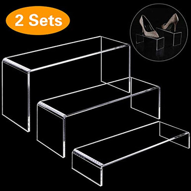 ANDGOO Display Risers 6 Pcs Rectangular Clear Acrylic Showcase ...