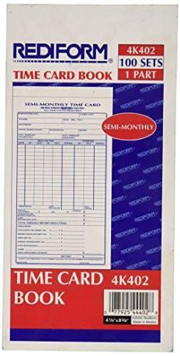 REDIFORM Time Card Pad, Semi-Monthly Manila Forms, 4.25" x 8", 100 ...