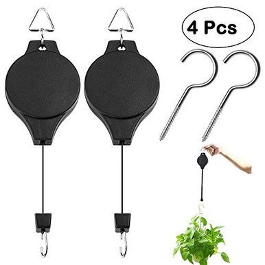YBLNTEK 2 Plant Pulley Retractable Hanger Hanging Planters Flower ...