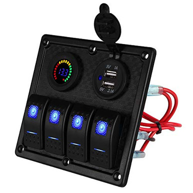 JOYHO 4 Gang Rocker Switch Panel Waterproof Fuse Panels, Digital ...