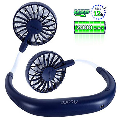 Hands Free Neck Fan, USB Portable Neckband Sports Fans Can Last for 12 ...