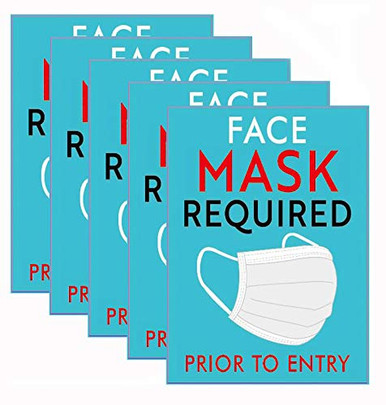 Mask Required Sign 5-Pack 10" x 8" - Waterproof Long-Lasting Vinyl Wear ...