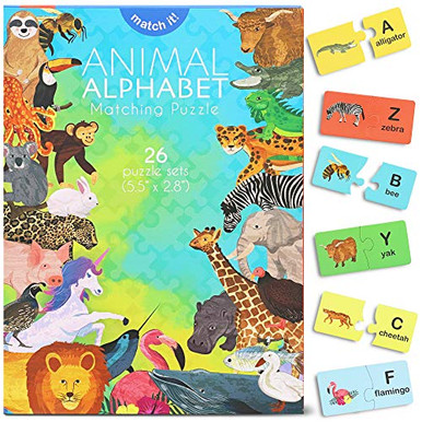 Animal Alphabet Matching Puzzles, Letters Learning Toy (52 Pieces ...