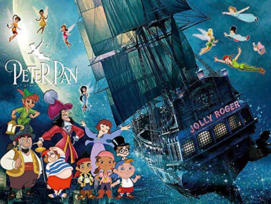 Peter Pan Backdrop Pan and Wendy Standing on Clouds Fairy Moon Night ...