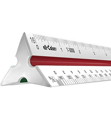 12" Architect Scale Ruler Imperial Solid Aluminum Body Color-Coded ...