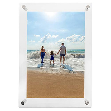 Clear Acrylic Floating Picture Frame Wall Mount Double Panel Lucite See ...
