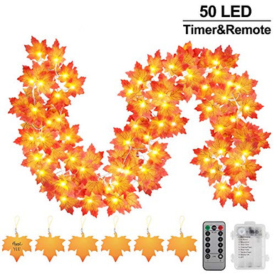 Thanksgiving Decorations Fall Garland String Lights with Timer and ...