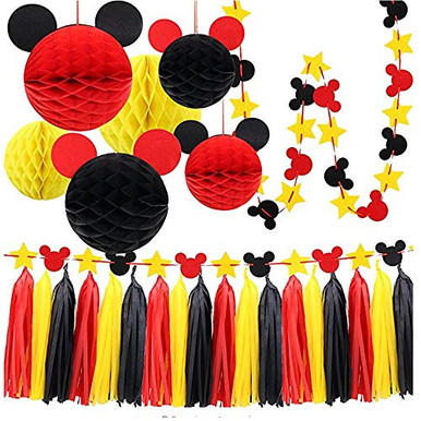Mickey Mouse Party Decoration Kit, Colorful Mickey Paper Honeycomb ...