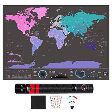 Scratch off Map of the World 24 by 17 Messyria Scratch Off Travel Map ...